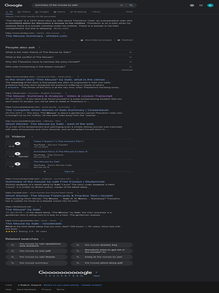 Summary of The Mouse by Saki - Google Search | PDF