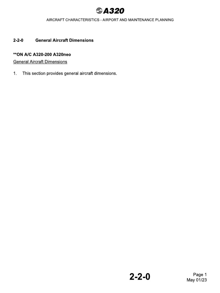 Aircraft Dimensions A320 | PDF