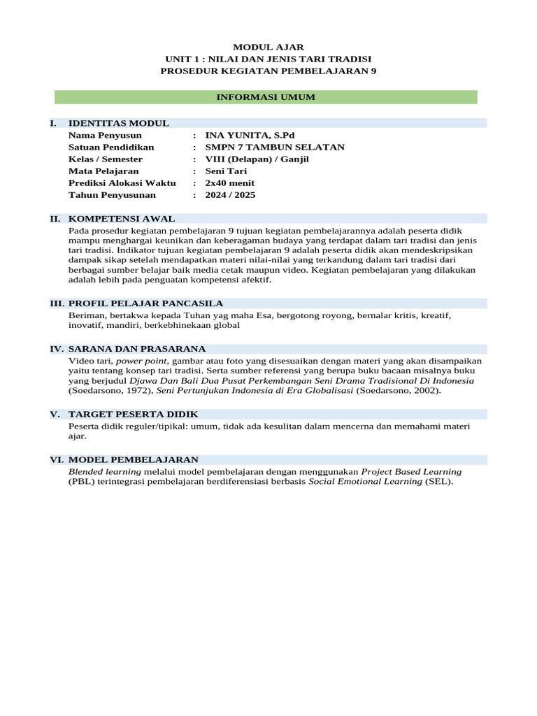 Modul Ajar SBK Upload | PDF