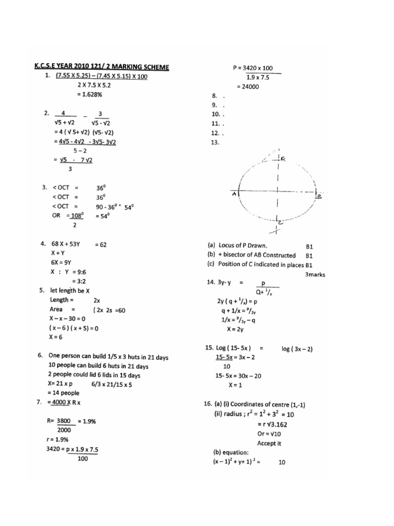 2010 Maths P2 Answers | PDF