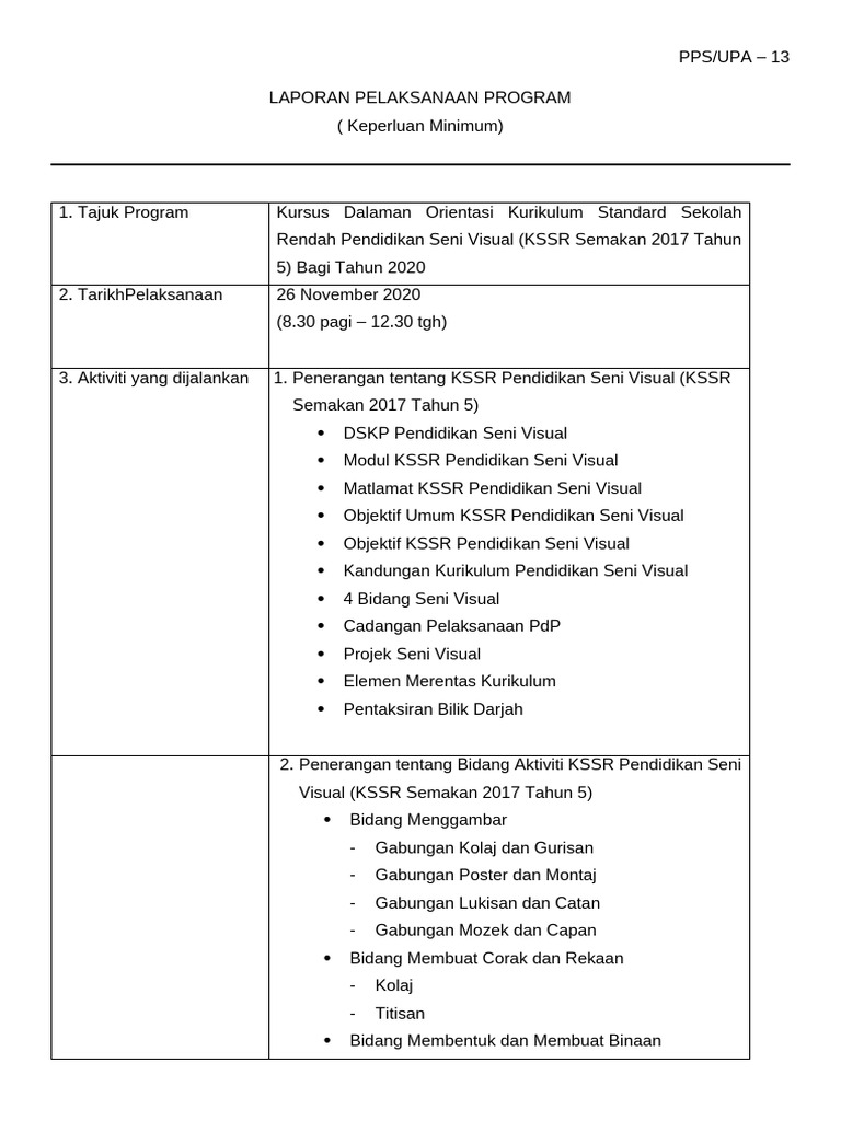 Laporan Ladap P. Seni KSSR T5 | PDF