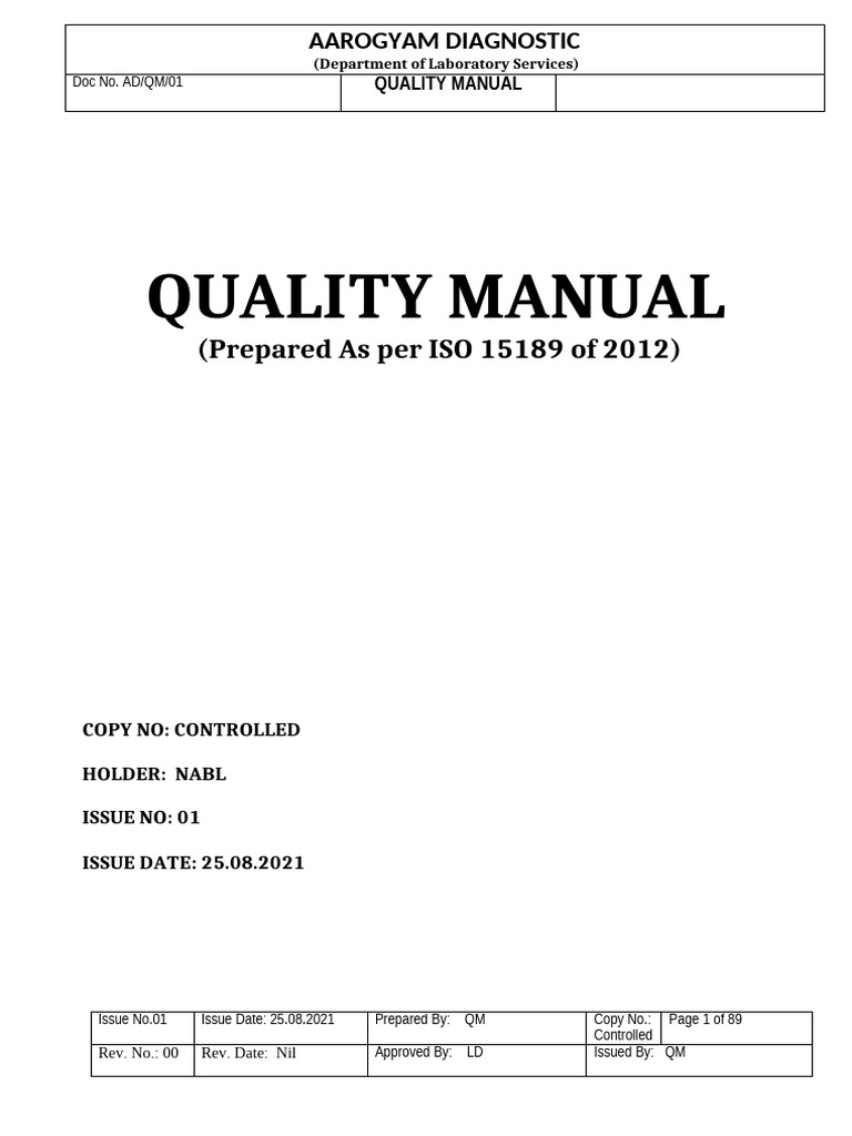 Master Quality Manual | PDF