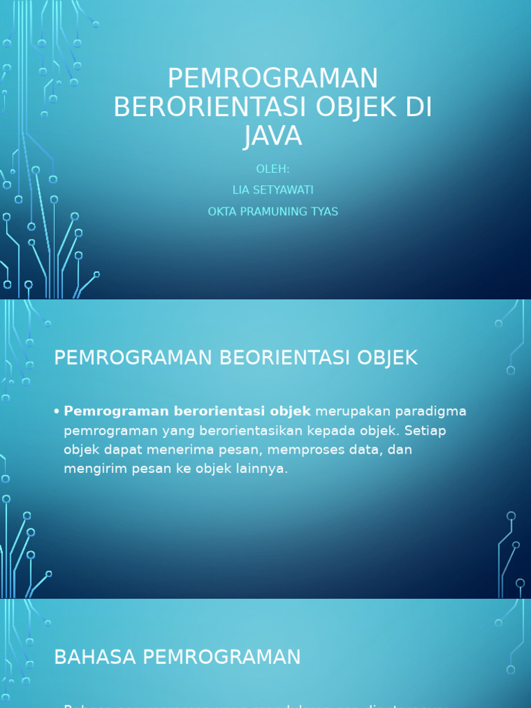 Pemrograman Berorientasi Objek Di Java: Oleh: Lia Setyawati Okta Pramuning Tyas | PDF