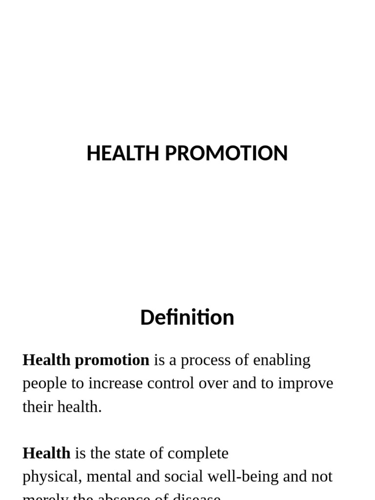 Health Promotion PPT - Updated | PDF