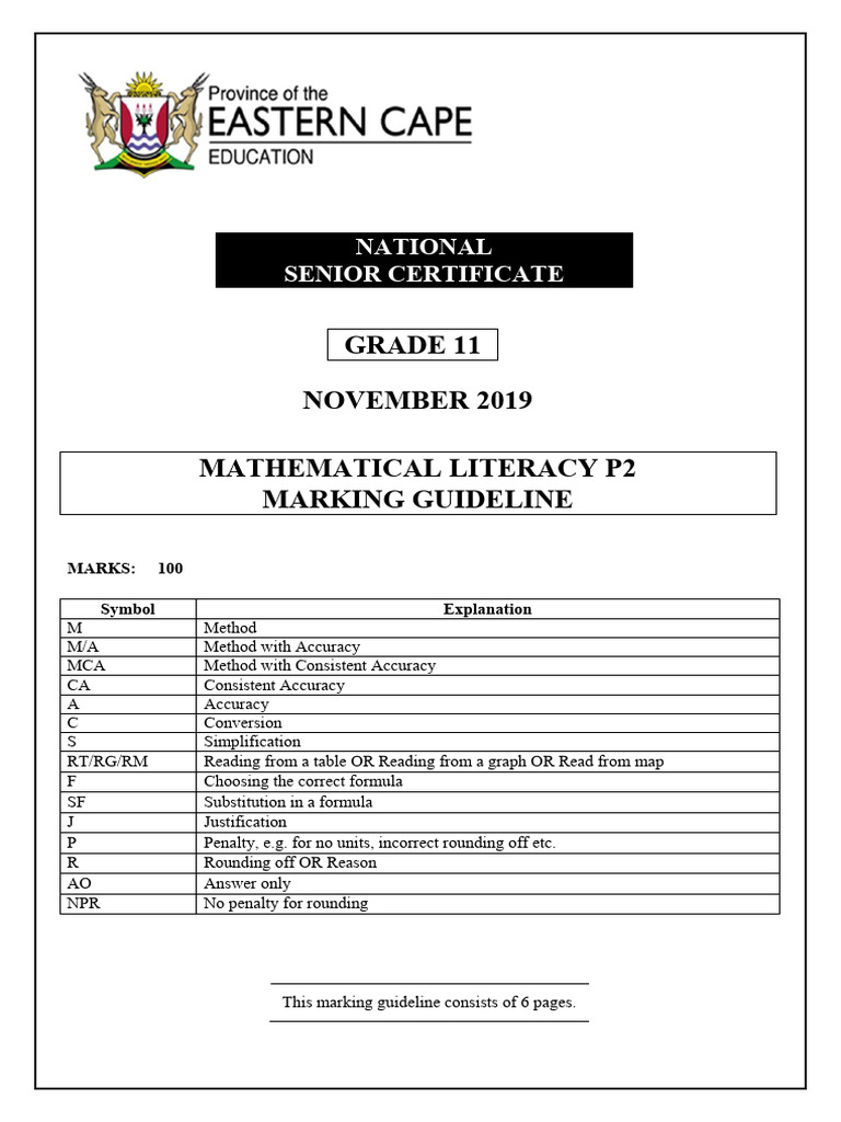 Maths Lit Paper 2 Memo | PDF