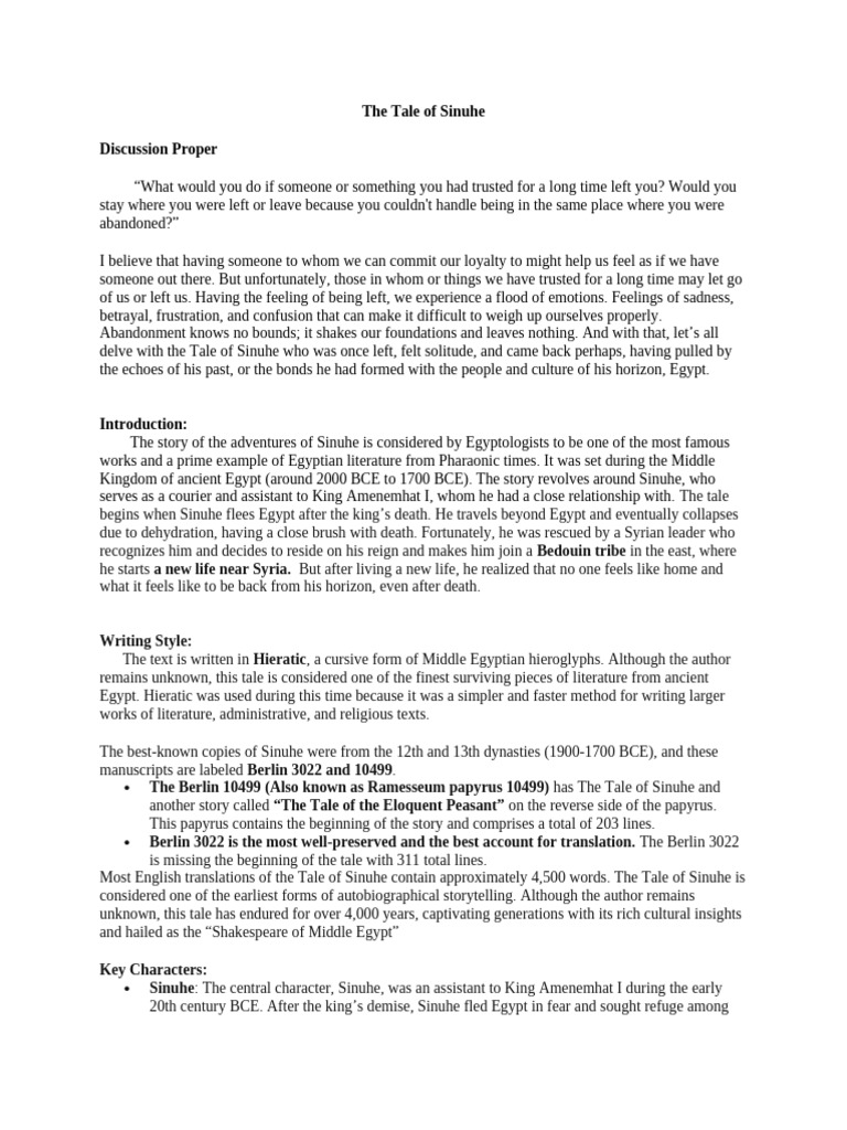 The Tale of Sinuhe | PDF