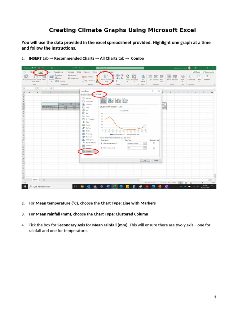 Create A Climate Graph Using Microsoft Excel LHA 2022 | PDF