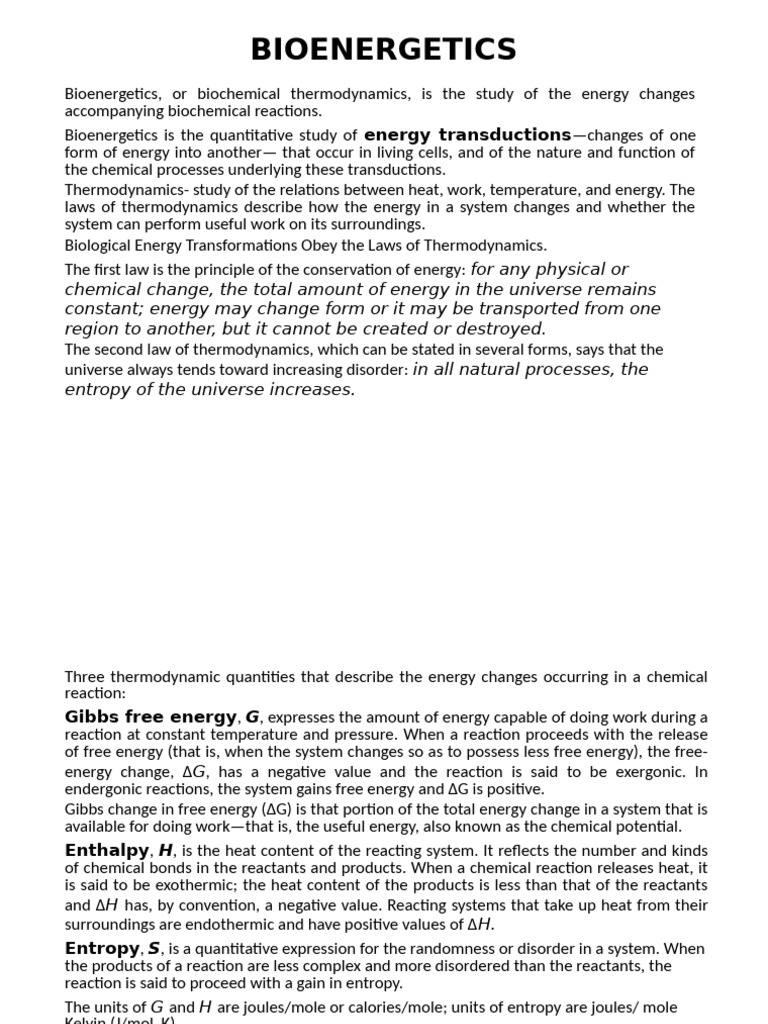 Bioenergetics- An Introduction (1) | PDF