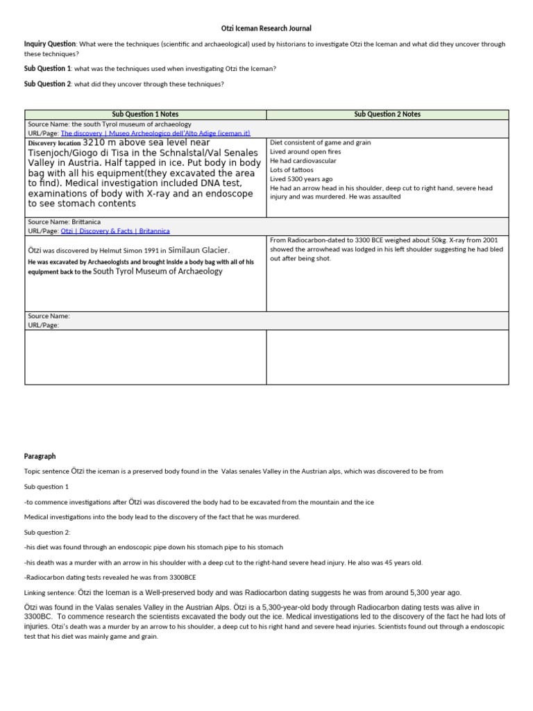 Otzi Iceman Research Journal | PDF