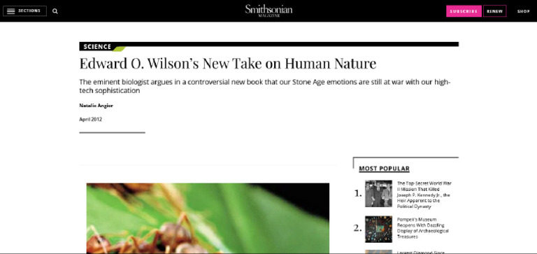 364 - Edward O. Wilson's New Take On Human Nature - Smithsonian | PDF