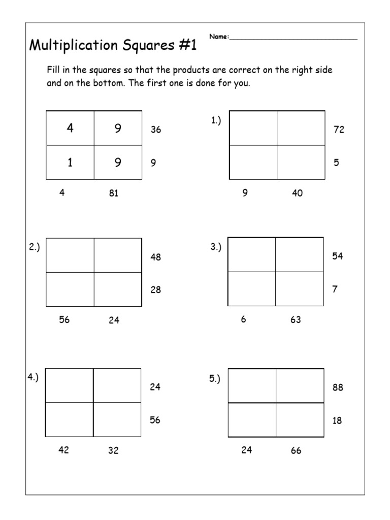 Multiplication Squares | PDF