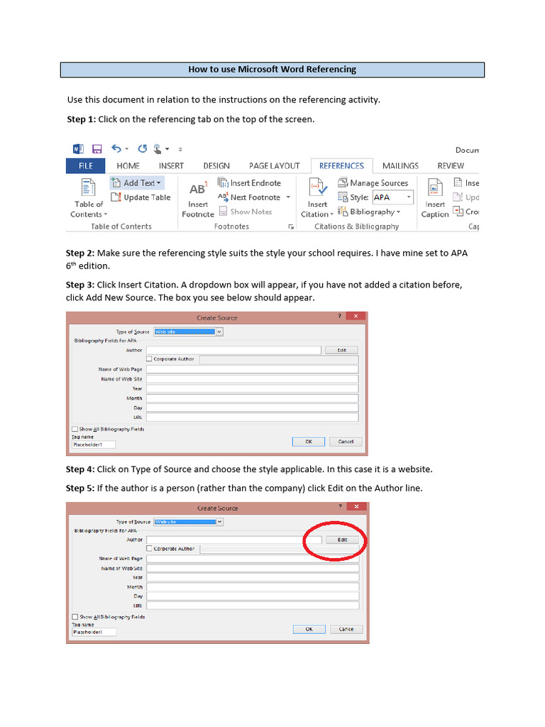 How to Use Microsoft Word Referencing | PDF