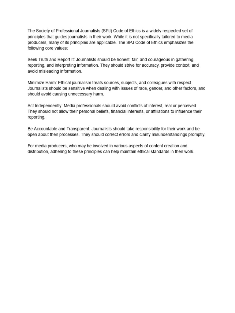 SPJ Code of Ethics for Journalists | PDF