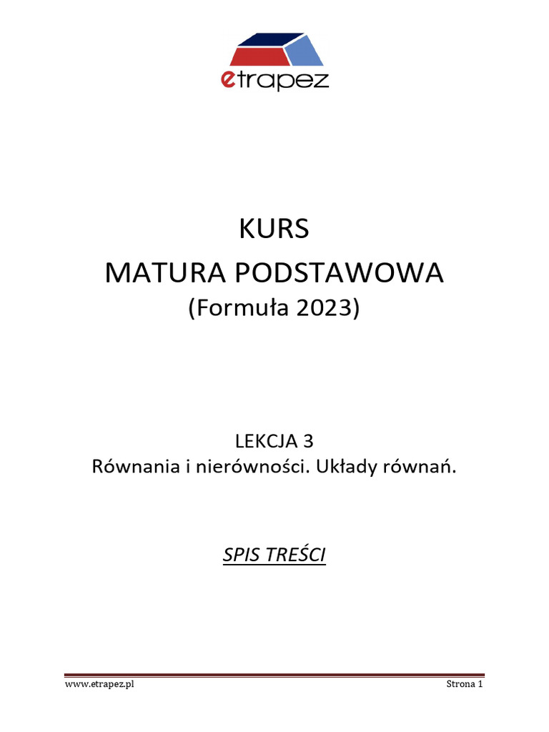 ! SPIS TREŚCI Lekcja 3 | PDF