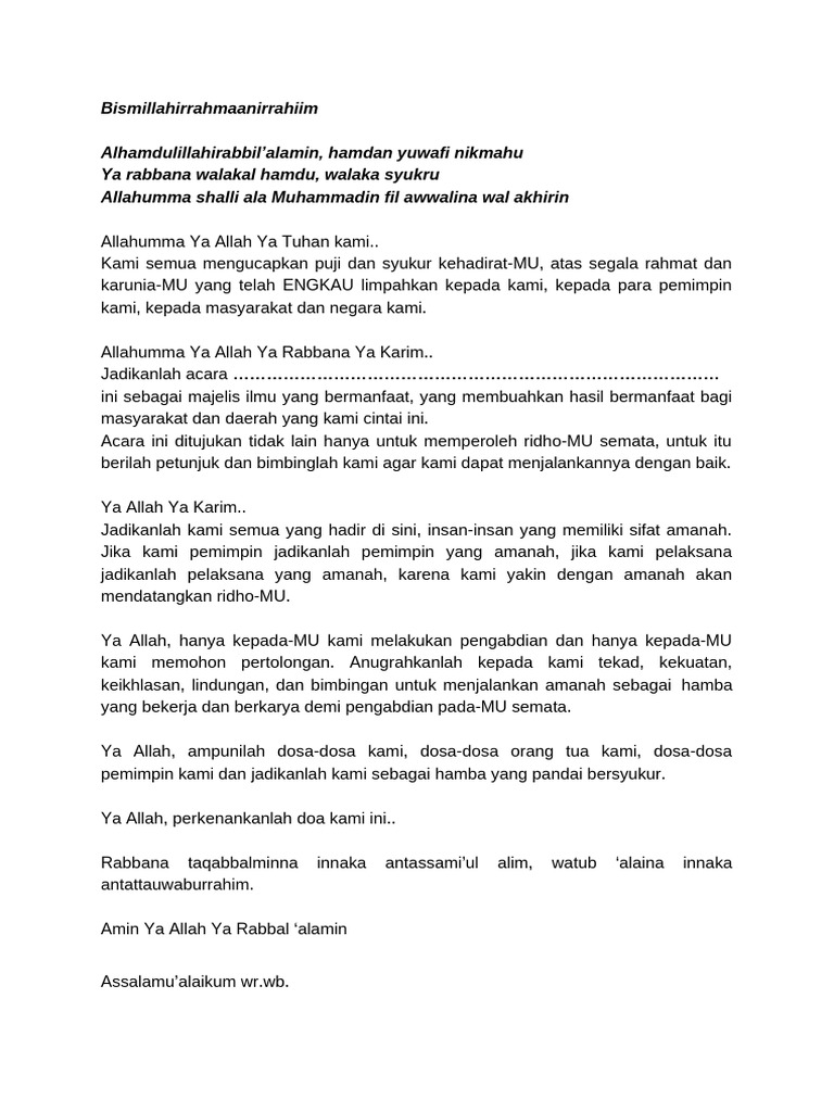 Konsep Doa Acara Resmi | PDF