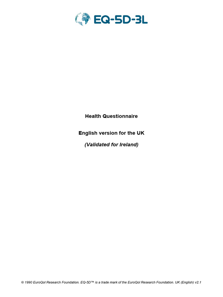 Sample UK English EQ 5D 3L Paper Self Complete v2.1 ID 23963 1 | PDF