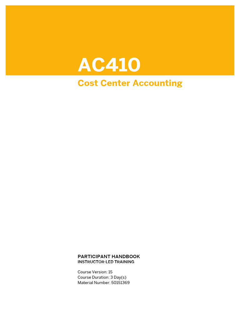 Cost Center Accounting-AC410 en Col15 | PDF