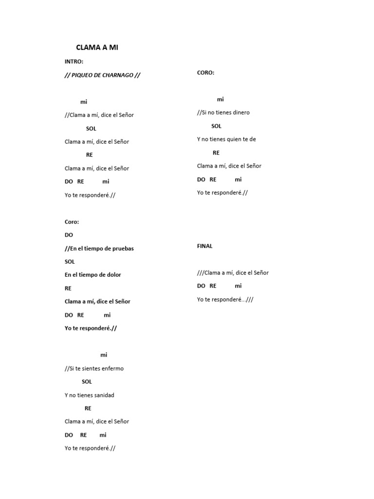 Acordes Clama a Mi | PDF
