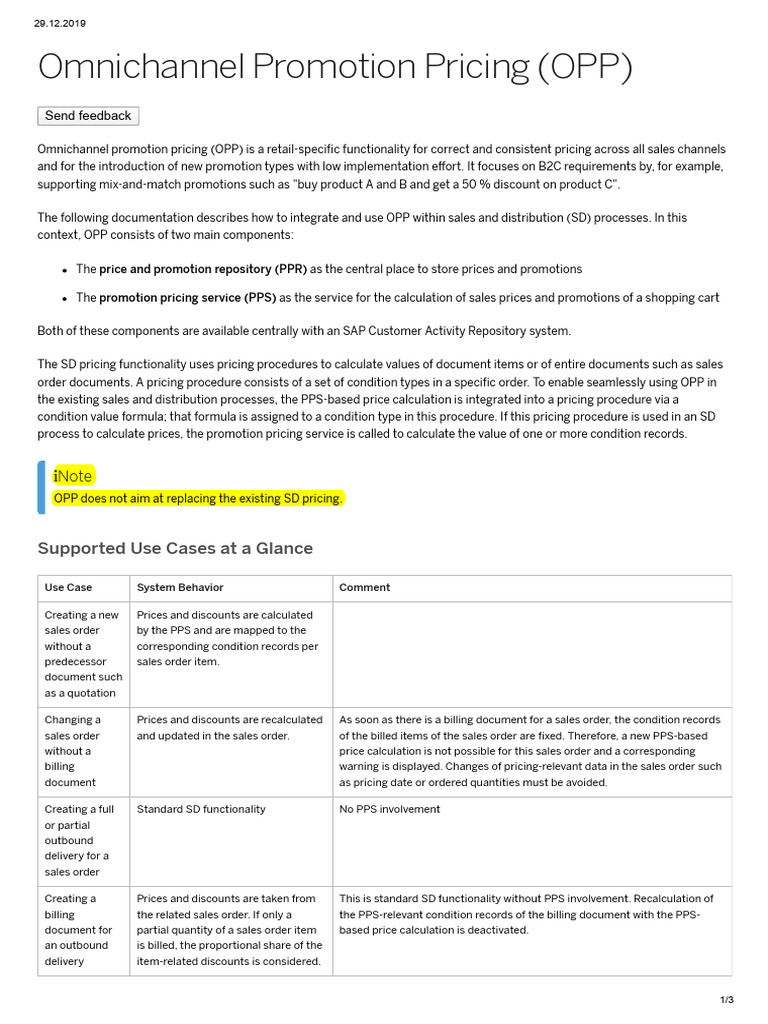 Omnchannel Promoton PRCNG (OPP) | PDF