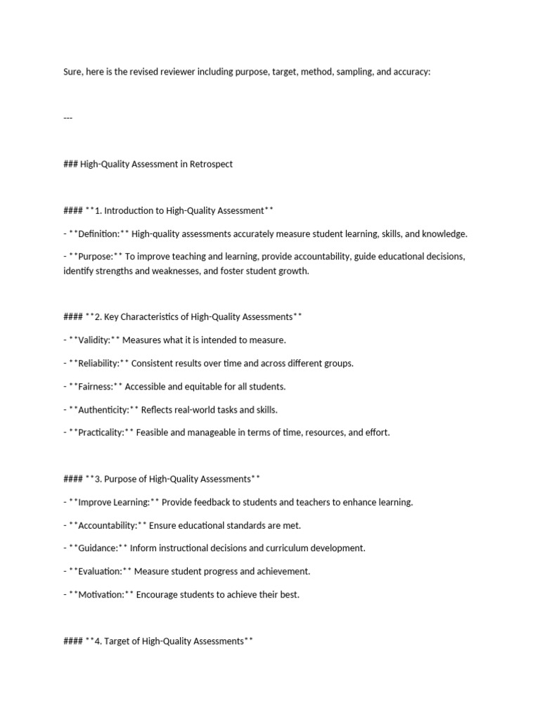 Assessment Review | PDF