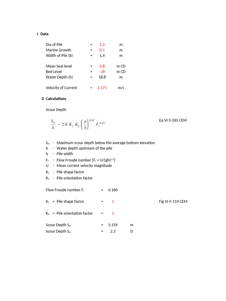 Scour Depth Calculation | PDF