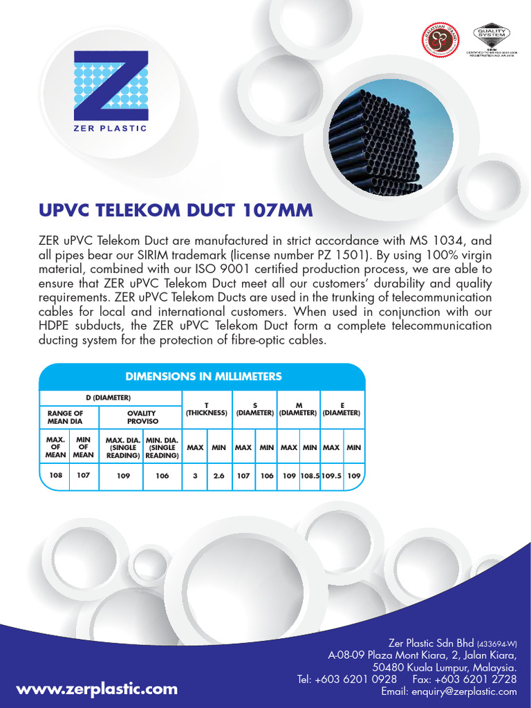 Upvc Telekom Duct 107MM | PDF