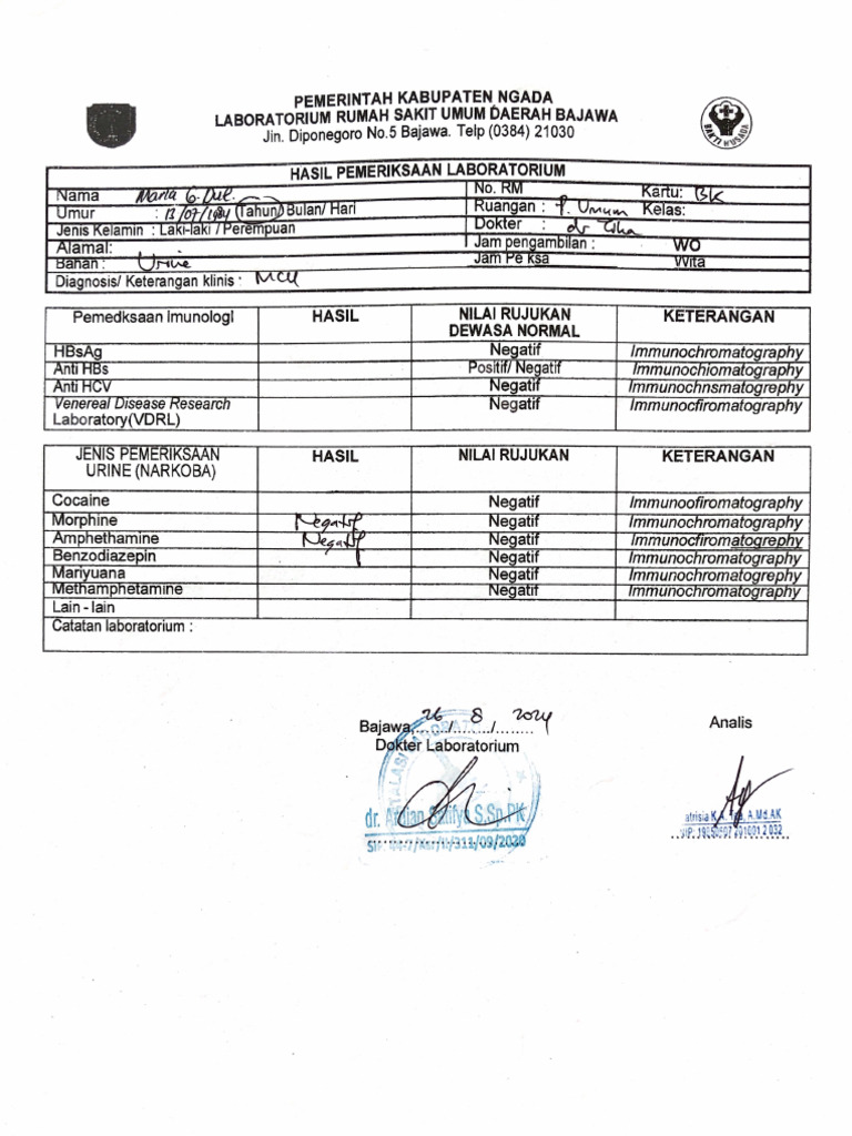 Surat Hasil Laboratorium | PDF