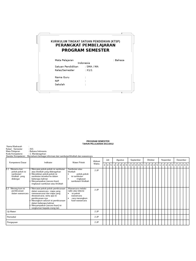 Kelas XI, XII Prosem | PDF