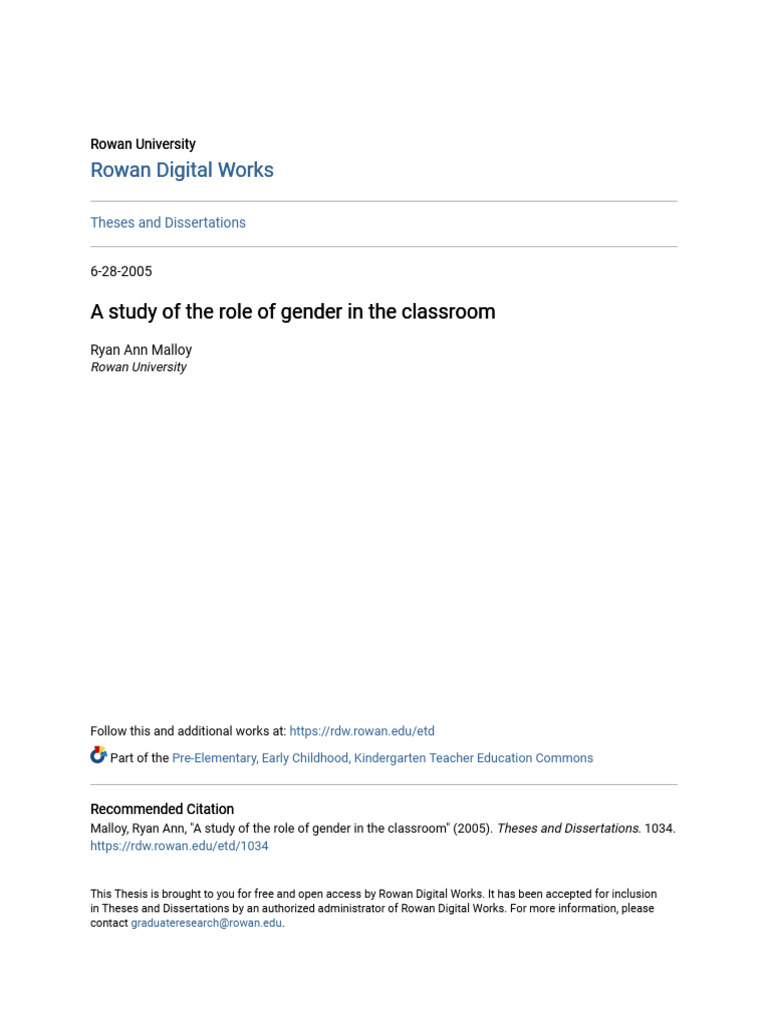A Study of The Role of Gender in The Classroom | PDF