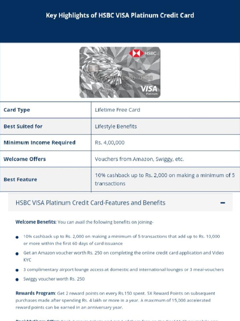 HSBC Visa Platinum Credit Card Features | PDF