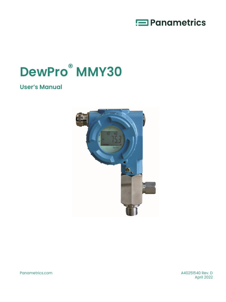 Panametrics DewPro MMY30 Dew Point Transmitter Manual 020206 | PDF