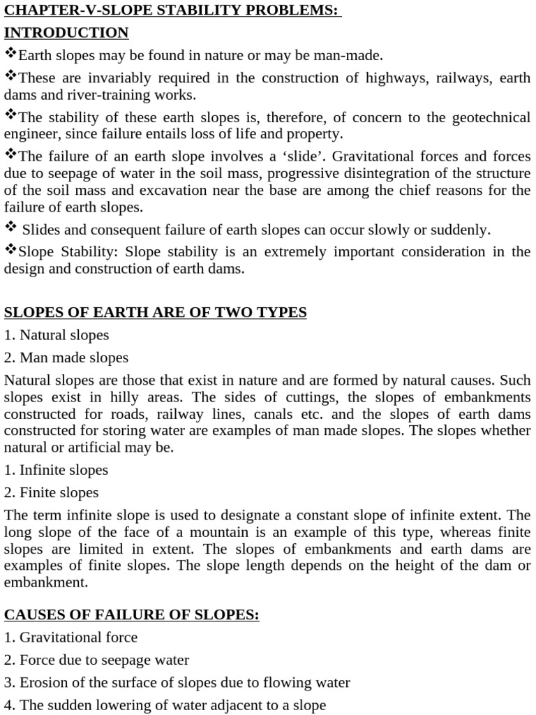 Chapter-V-Slope Stability Problems | PDF