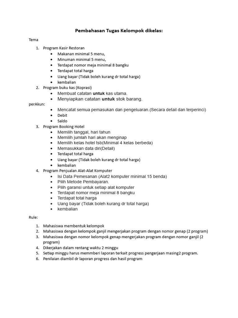 Pembahasan Tugas Kelompok PBO | PDF