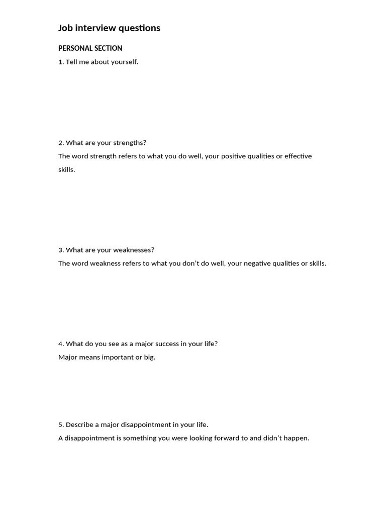 Job interview questions | PDF