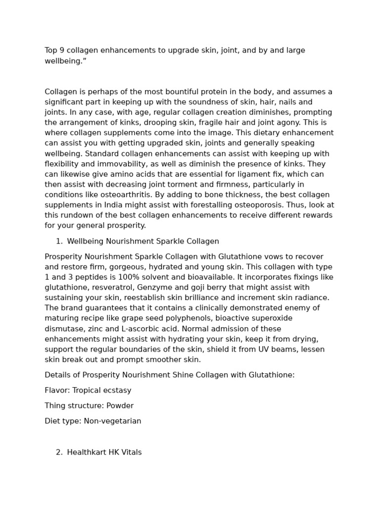 Article On Collagen Enhancement | PDF