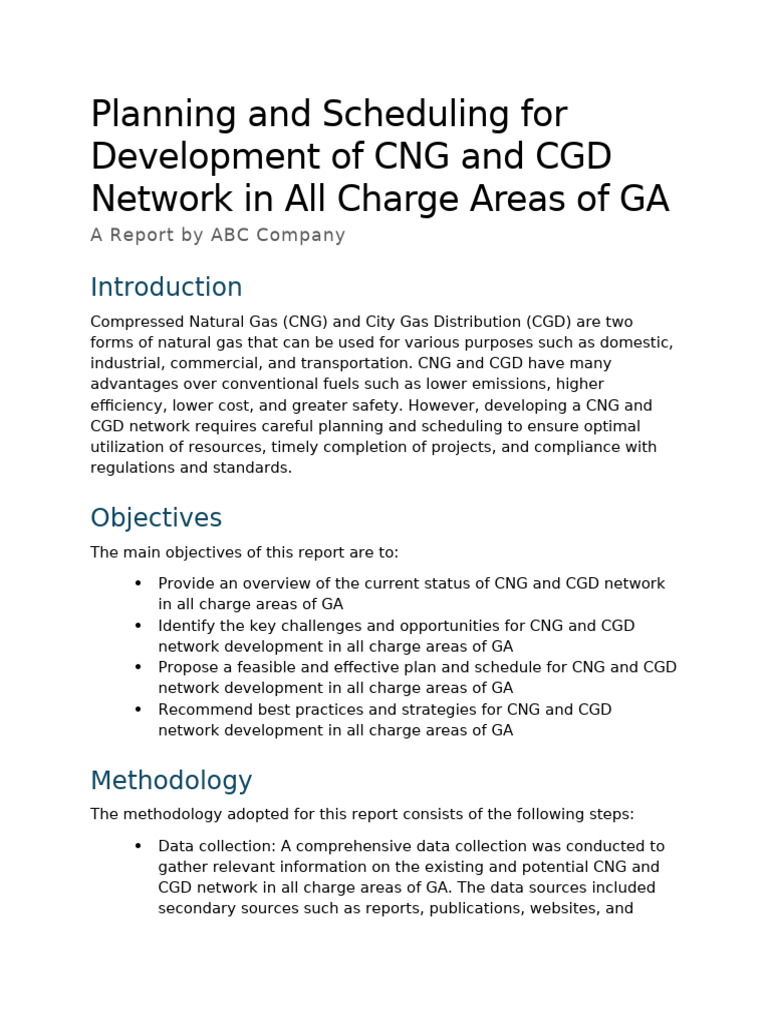 Planning and Scheduling For Development of CNG and CGD Netwo | PDF