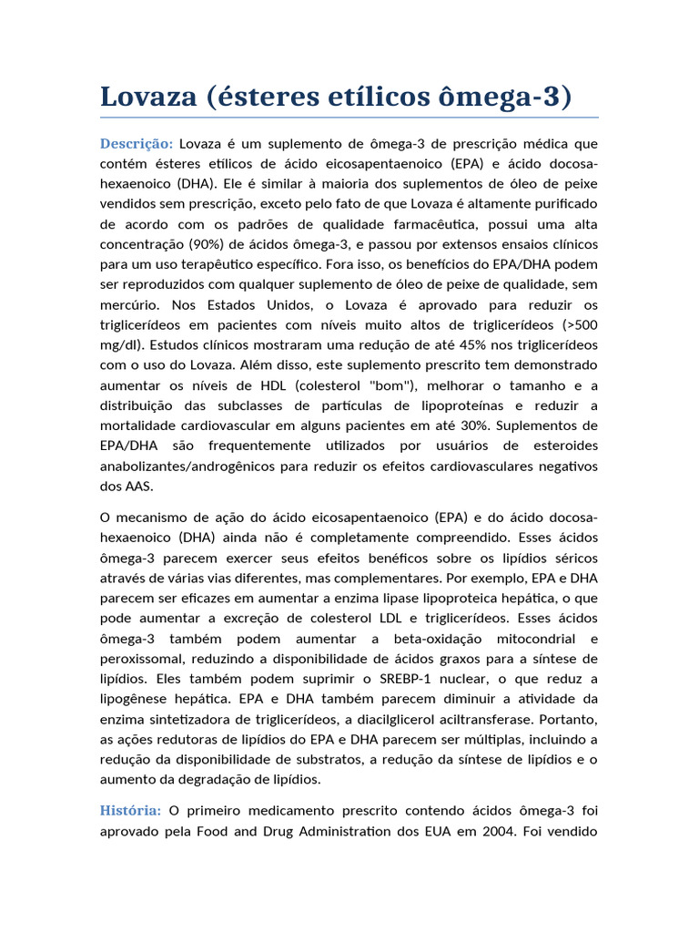 Lovaza (Ésteres Etílicos Ômega-3) | PDF
