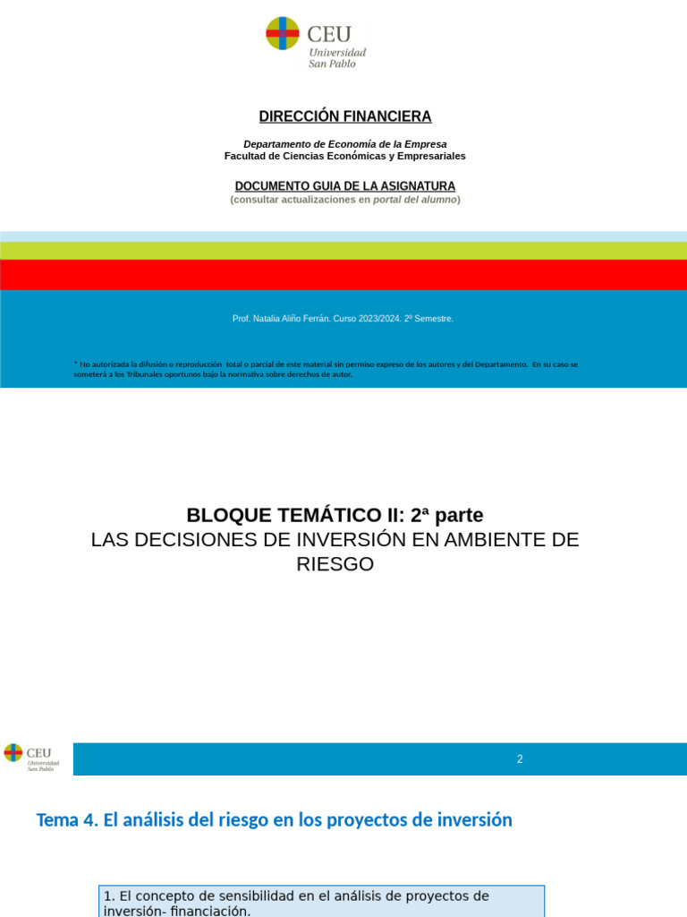 Tema 4 PN. 2 parte.880MT. El Analisis Del Riesgo en Los Proyectos de Inversion | PDF
