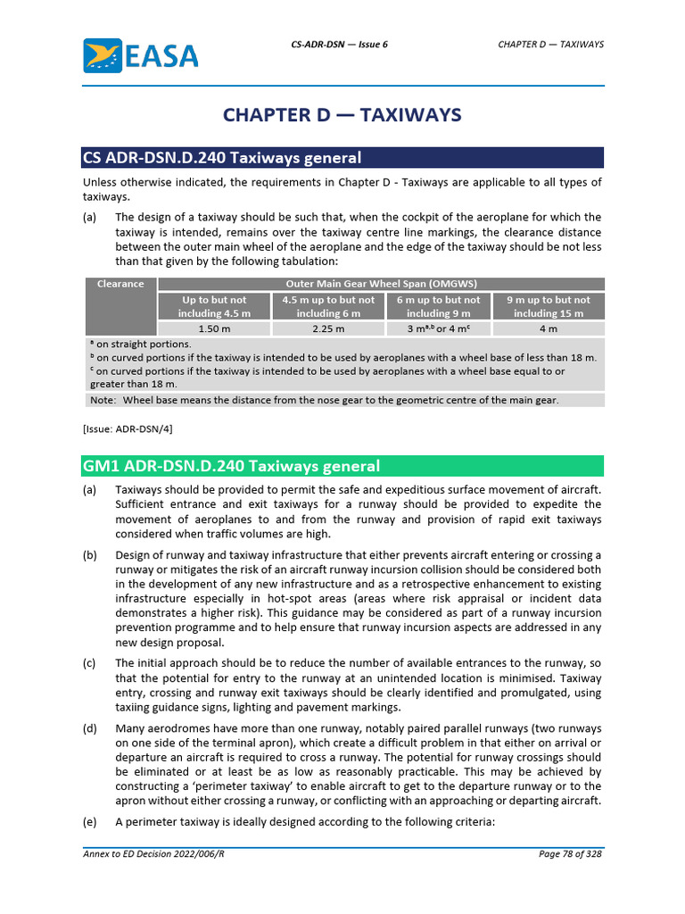 Taxiway Design Specifications in CS-ADR | PDF | Runway | Aviation