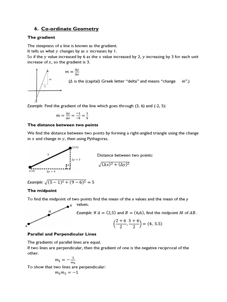 Coordinate Geometry Notes | PDF