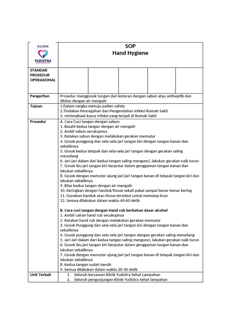 SOP Hand Hygiene | PDF