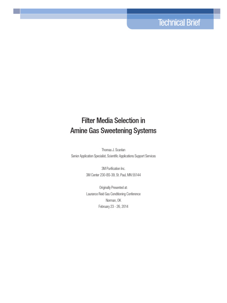 Filter Media Selection in Amine Gas Sweetening Systems | PDF | Iron | Filtration