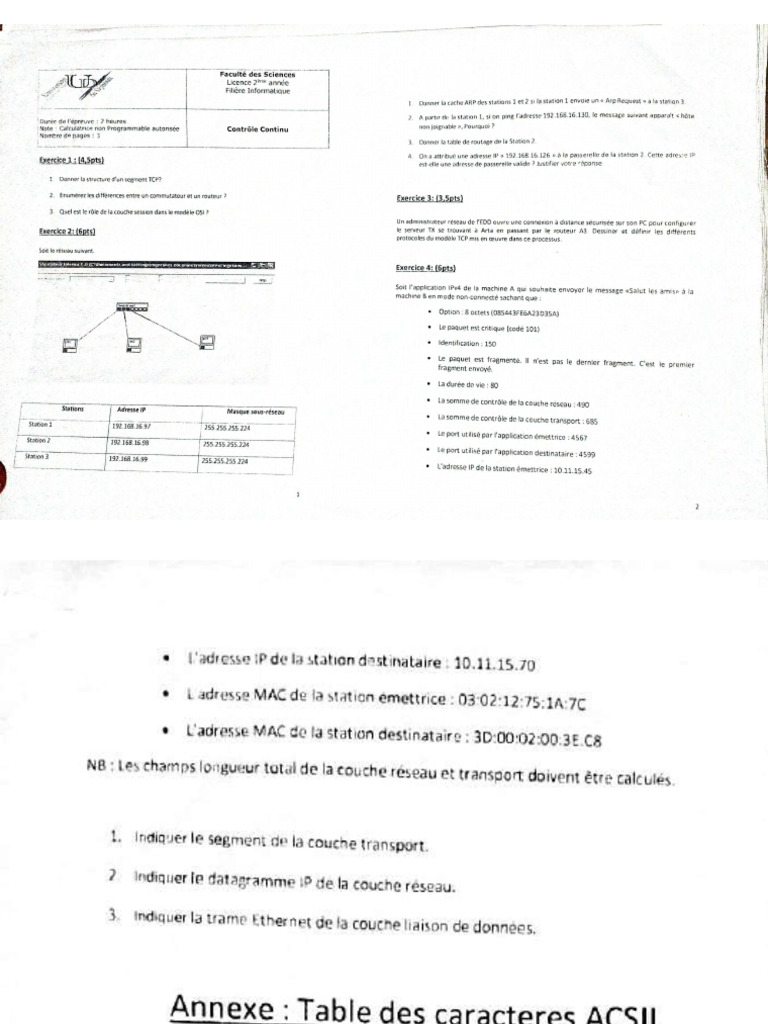 Contrôle Continu Réseau L2 | PDF