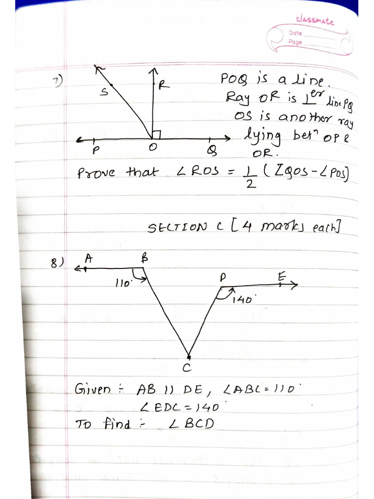 Lines and Angle Class 9-1 | PDF