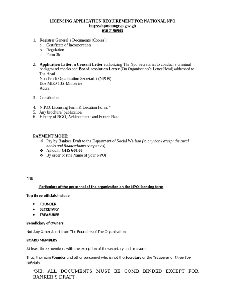 National Npo Licensing Requirements | PDF