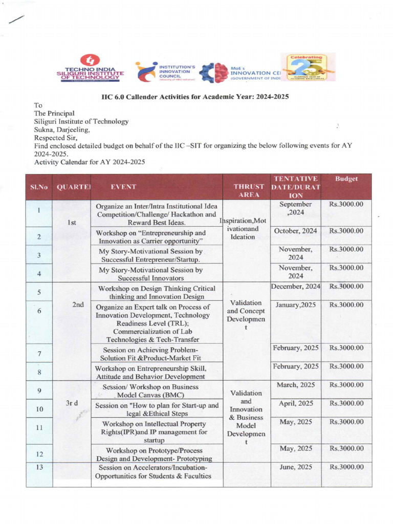 IIC ActivityCalender 24-25 | PDF