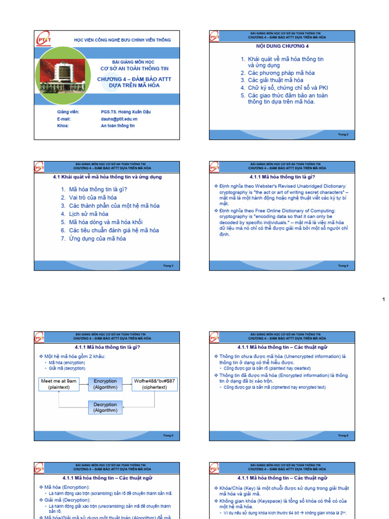 CSATTT-Chuong 4 - Dam Bao ATTT Dua Tren Ma Hoa - Handout | PDF