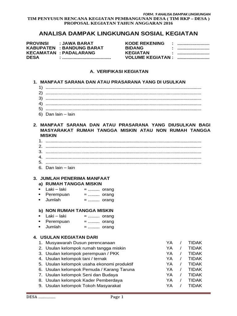 P. Form 9 Amdal | PDF