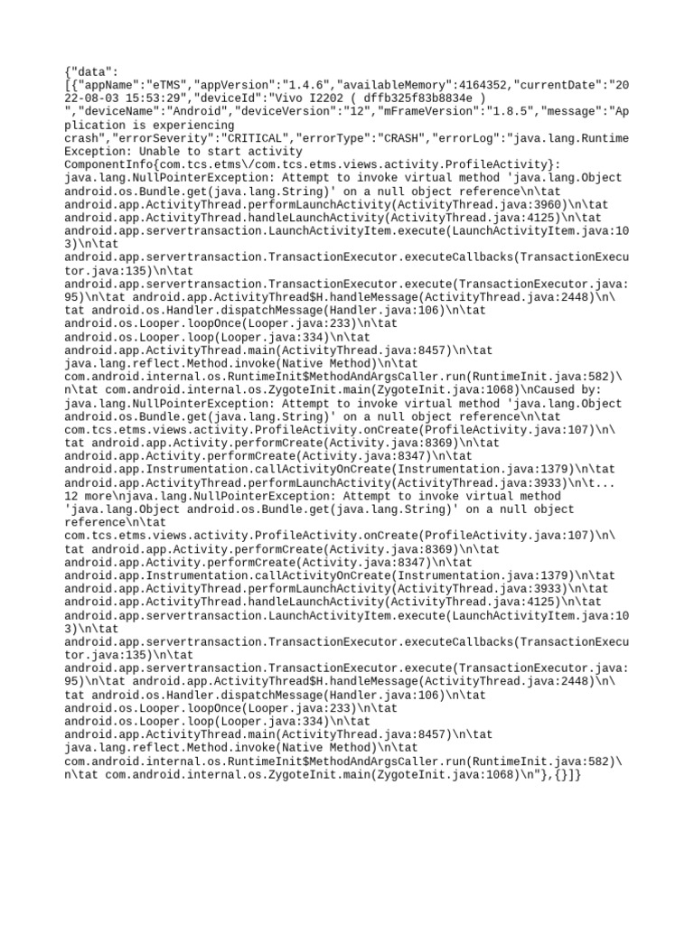 eTMS ErrorReport | PDF