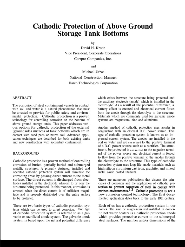 40CP Cathodic Protection of Above Ground Storage Tank Bottoms | PDF